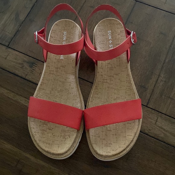 Sun + Stone | Shoes | Sun Stone Orange Sandals Preowned Great Condition ...